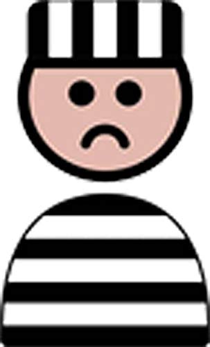 Simple Jail Prison Cartoon Emoji Vinyl Sticker (4" Tall, Sad Man in ...