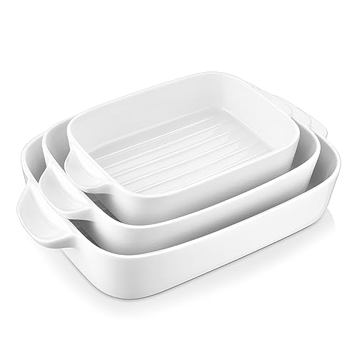 Snapklik.com : MALACASA Casserole Dish, Ceramic Baking Dish Set Of 3 ...