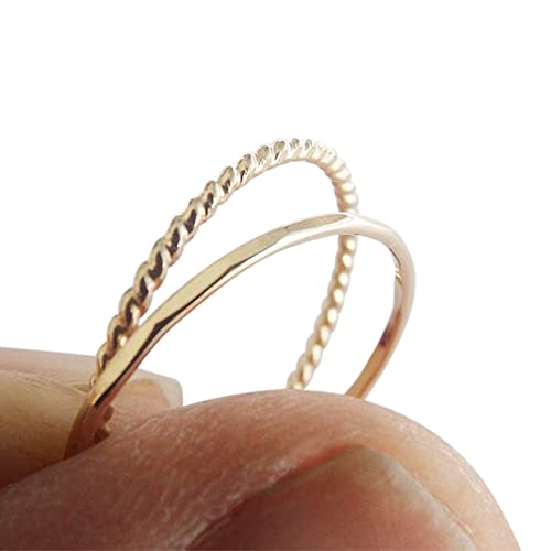 Amazon.com: Simple Gold Stacking Set,Mixed Metals Ring Set,Textured ...