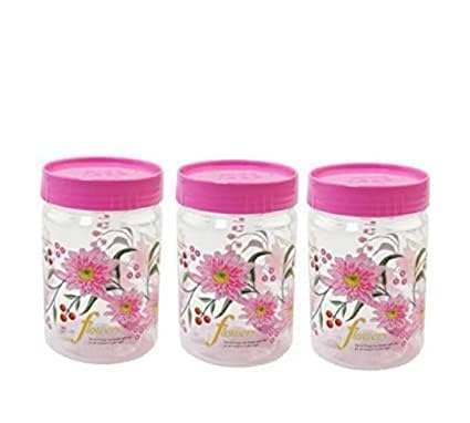 Plastic multicolor Storage Jars Containers with Lid and Spoons (Set of ...