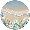 Amazon.com: Blue Starfish and Sandy Beach Round Coaster Set of Drink ...