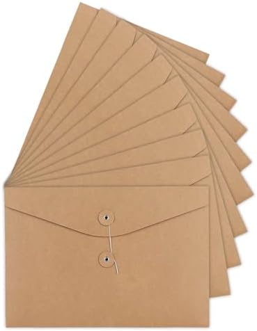 10 Pcs A4 Kraft Paper Envelopes File Folders Pockets Project Folder ...