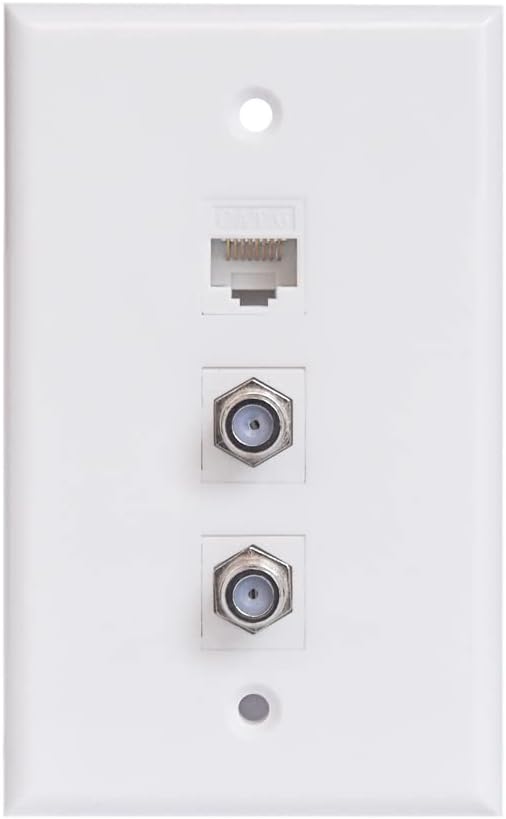 2 Coax 1 CAT6 Ethernet Wall Plate - ESYLink 2 Port Coaxial Cable TV F ...