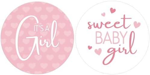 Amazon.com: 60 cnt Blush Pink Floral It's a Girl Stickers : Office Products