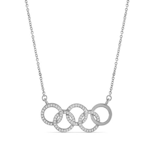 Amazon.com: Olympic Ring Necklace Silver Rio 2016 2021 Symbol Diamond ...