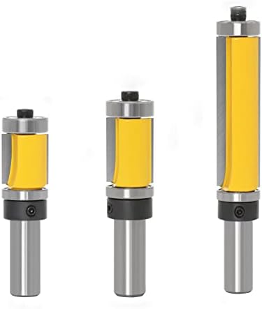 3PCS Bearing Trim Router Bit with 1/2 Inch Strengthening Shank Double ...