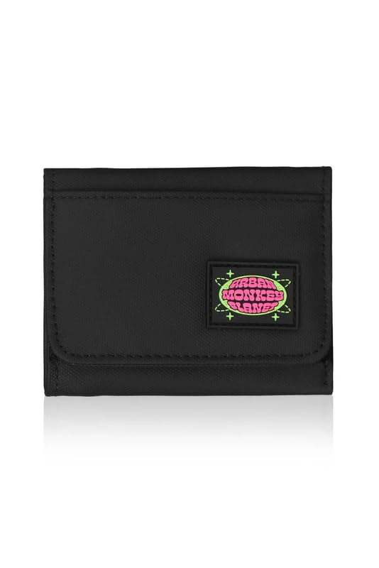 Buy URBAN MONKEY Trifold Wallet Unisex 100% Polyster Black Zipped ...
