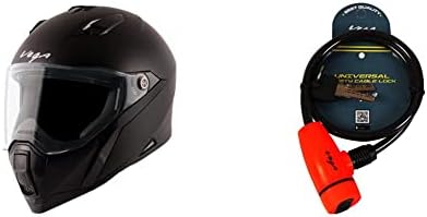 Vega Storm Dull Black Helmet-L and Vega Safety Cable Lock Dull Black ...