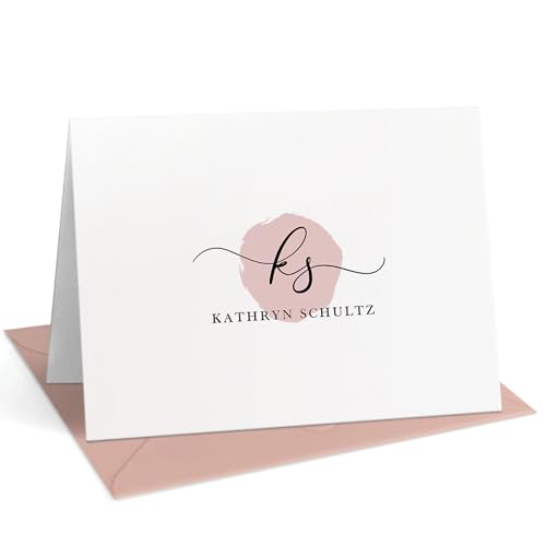 Amazon.com: Folded Note Cards with Monogram and Name, Personalized ...