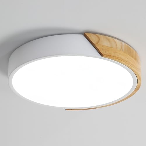 DELIPOP Modern LED Ceiling Light - 24W 6500K Minimalist Wood Style LED ...