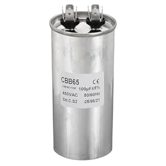 PATIKIL 100uF 100MDF 450VAC Fan Start Capacitor, CBB65 Circular Run Capacitor for Air ...