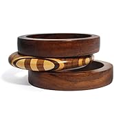 Amazon.com: Pure Hands Handmade Wooden Bangle Set – Muse Glee Trio Studio – Sissoo & Saffron ...