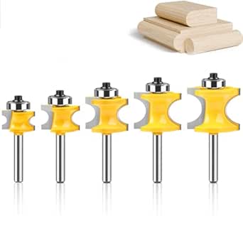 WSOOX 5PCS Bullnose Beading Router Bits with 1/4-Inch Shank Carbide ...