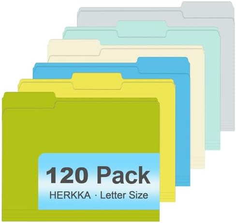 Amazon.com : File Folder, HERKKA 120 Pack 1/3 Cut Tab File Folders ...