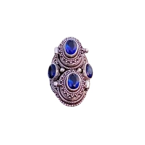 Amazon.com: Blue Iolite Poison Ring,Handmade Vintage Style Poisoner ...