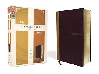 KJV, Amplified, Parallel Bible, Large Print, Leathersoft, Tan/Burgundy ...