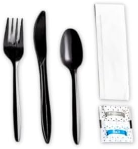 Amazon.com: 250 Plastic Cutlery Packets - Knife Fork Spoon Napkin Salt ...