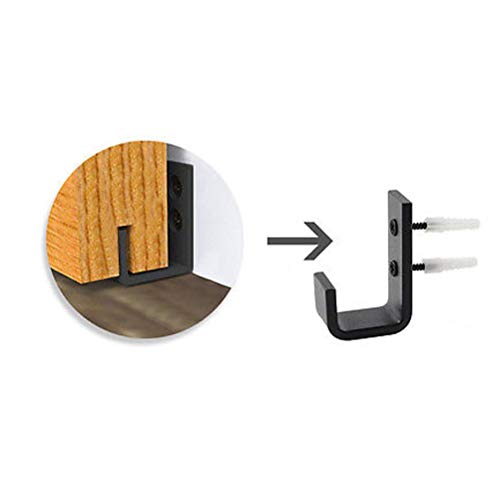 OUNONA Sliding Barn Door Floor Guide Hardware Track Roller Kit (Black ...