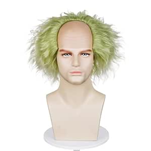 Amazon.com: Probeauty Green Wig for Men, Short Bald Wig for Adults ...