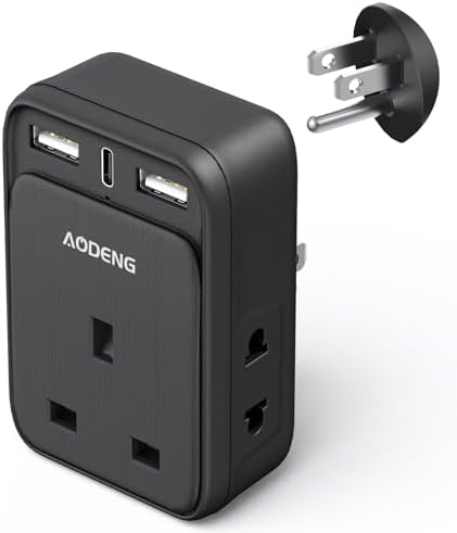 UK to US Plug Adapter, 6 IN 1 USA Travel Adapter with 2 USB-A Ports & 1 ...