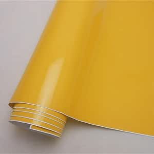 Amazon.com: Glossy Yellow Vinyl Wrap Film Vehicle Wrapping Film Bubble ...