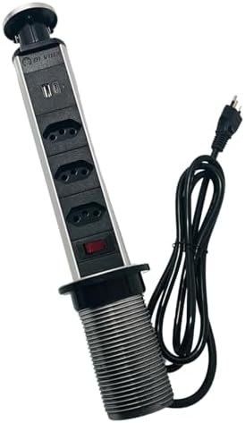 Tomada Retrátil para Bancada com 3 Entradas, Porta USB e Tipo C, Preto ...