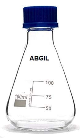 ABG BOROSILICATE GLASS GRADUATED CONICAL FLASK WITH SCREW CAP. ONE UNIT ...