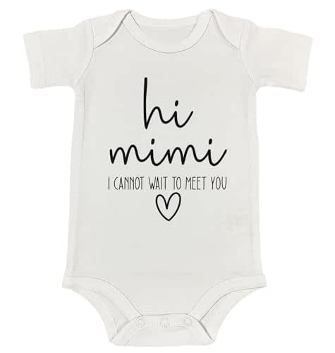 Amazon.com: Funny Mimi Baby Bodysuit Hi Mimi I Cannot Wait To Meet You ...
