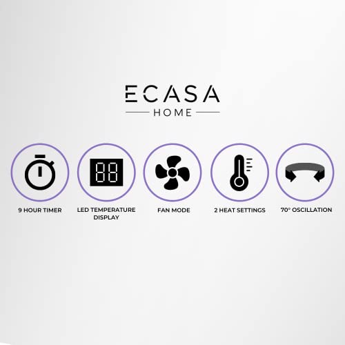 Ecasa Mini Ceramic Desk Fan Auto-Switch Off Electric 1200W Heater with Tip-Over and Overheat ...