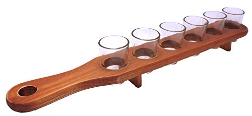6 Shot Glass Set in Wooden Paddle Server/Shot Glass Set : Amazon.in ...