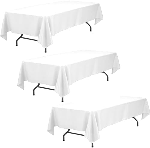 LEFSDVF 3-Pack White Tablecloth 137x183 cm Rectangular, Washable for ...
