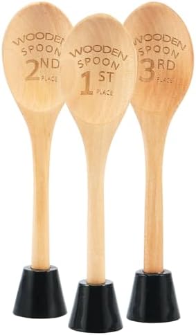 3 Pieces Golden Spoon Award Trophies Set with Base, 1st 2nd 3rd Place ...