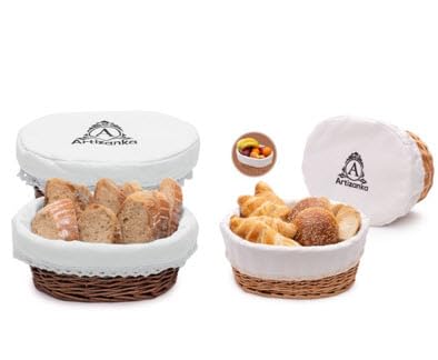 Amazon.com: Medium and Large Bread Baskets for Serving Set – 12” and 11 ...