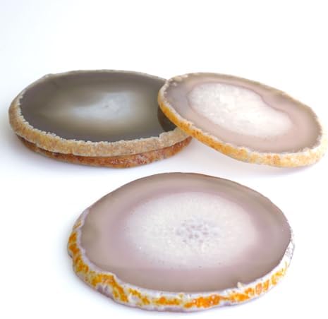 Amazon.com: White Agate Coasters for Drinks With Gold Edge 3.5-4 ...