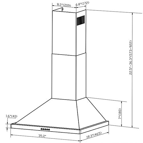 AKDY 36 in. Convertible Kitchen Wall Mount Range Hood in Stainless ...
