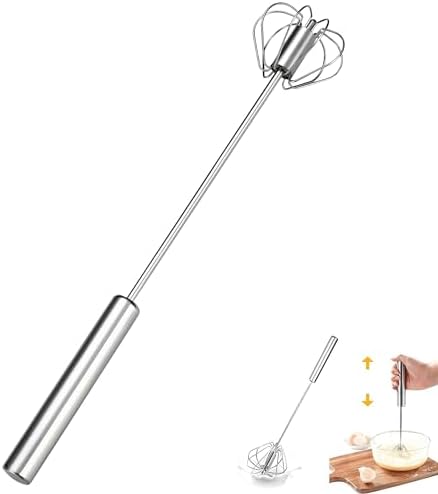 KISUOMAOYI Stainless Steel Whisks, Semi-Automatic Spin Rotary Whisk and ...