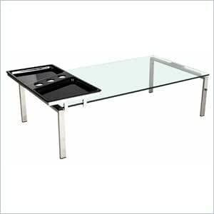 Amazon.com: Chintaly Rectangle Glass Top Cocktail Table with Motion ...