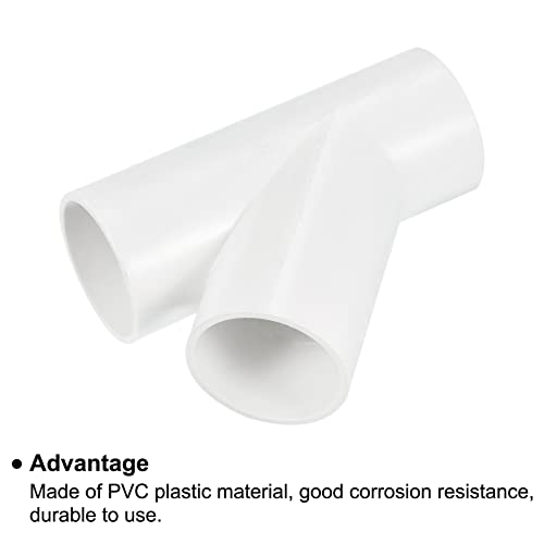 PATIKIL 40mm PVC Pipe Fittings, 1 Pack 3 Way 45 Degree Angle Water ...