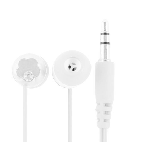Alcoa PrimeRhinestone Plum Flower Earbuds 3.5mm Stereo Earphone White ...