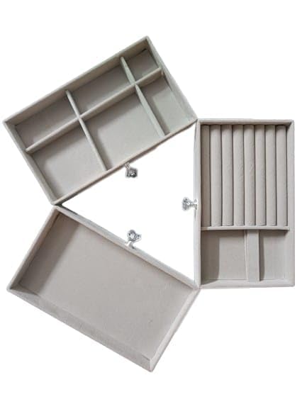 3 Pack Velvet Jewelry Trays Organizer, Stackable Jewelry Display Case ...
