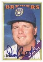 Don August Milwaukee Brewers 1988 Topps Autographed Card. This item ...