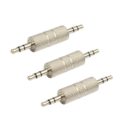 GadgetBite Metal Silver 3 Pole 3.5mm to 3.5mm Male-to Male Plug Stereo ...