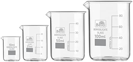 Bello Borosilicate 3.3 Glass Beaker 10ml, 25ml, 50ml, 100ml with ...