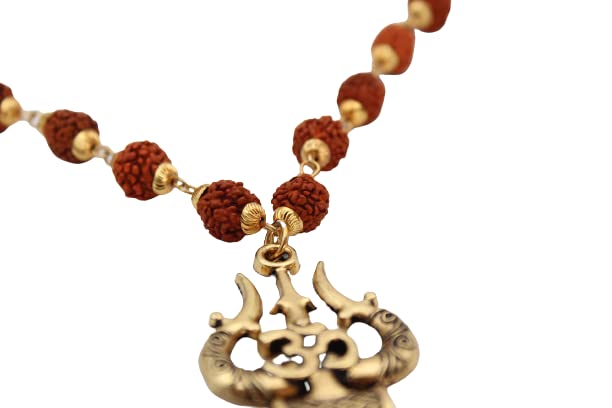 Buy Dharmsaar Mahakal Locket with Rudraksha Chain Mala, Golden Om ...