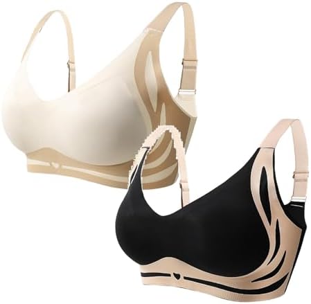 Wireless Bras for Women 2 Pack Comfy Lifting Anti-Sagging Padded ...