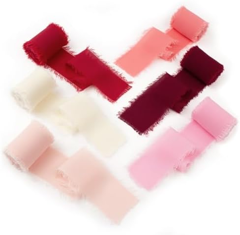 Amazon.com: Red Chiffon Ribbon 1 1/2 Inch Handmade Fringe Chiffon Silk ...