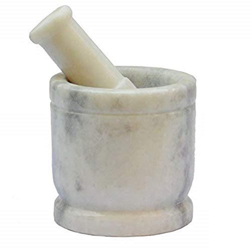 Buy HeeMo, White Marble Imam Dasta/Mortar and Pestle Set/Ohkli Musal ...