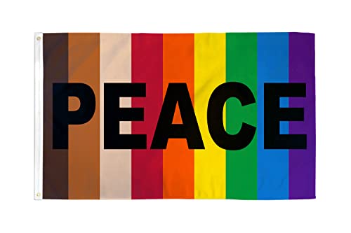 Peace Rainbow Color Pride Flag People of Color Pride 3x5 Foot LGBTQ+ ...