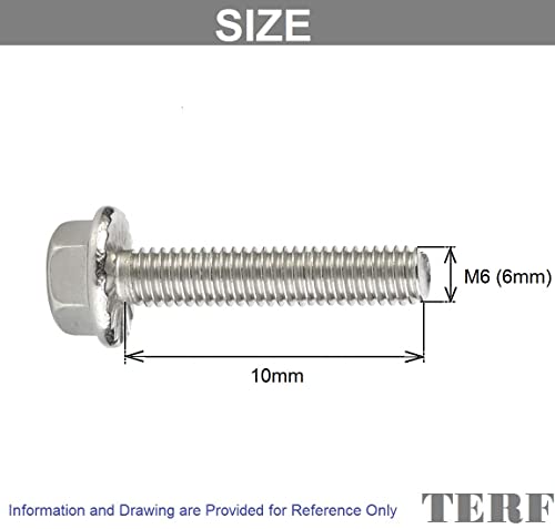 TERF M6 X 10mm Serrated Flanged Hex Head Bolt M6 (6mm) X 10mm Serrated ...