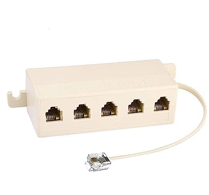KeepItSecret 6P4C Male to 5 Female Outlet Ports Socket Telephone Phone ...
